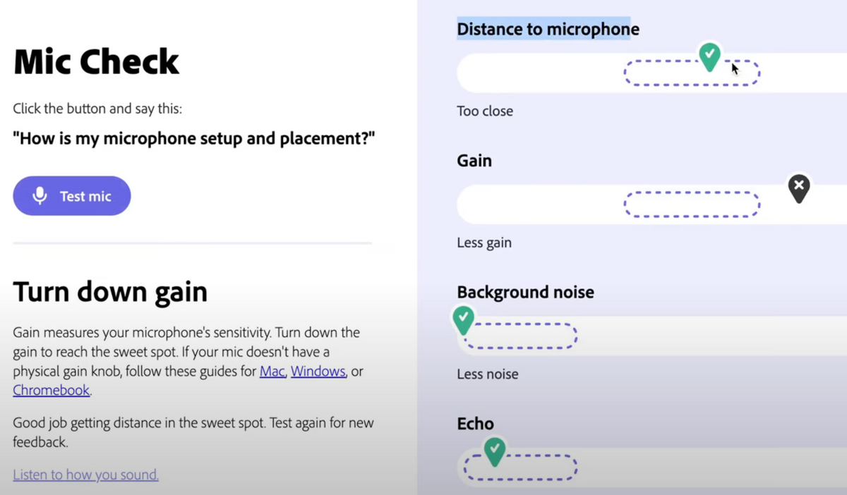 Testing Out the Adobe Podcast Microphone Check Tool – One Scales