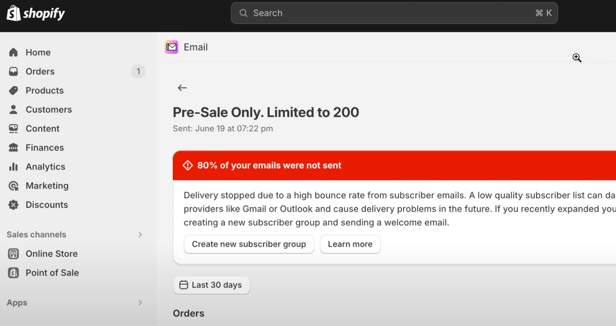Shopify Error Explained: 80% Percent Of Your Emails Were Not Sent – One Scales