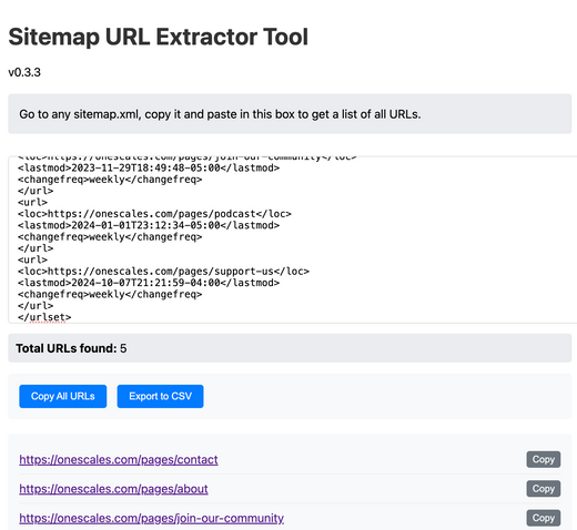 Sitemap URL Extractor Tool – One Scales